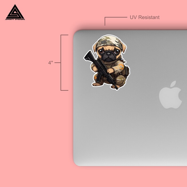 Tactical Pug Sticker Vinyl Sticker Water Bottle Sticker - Etsy