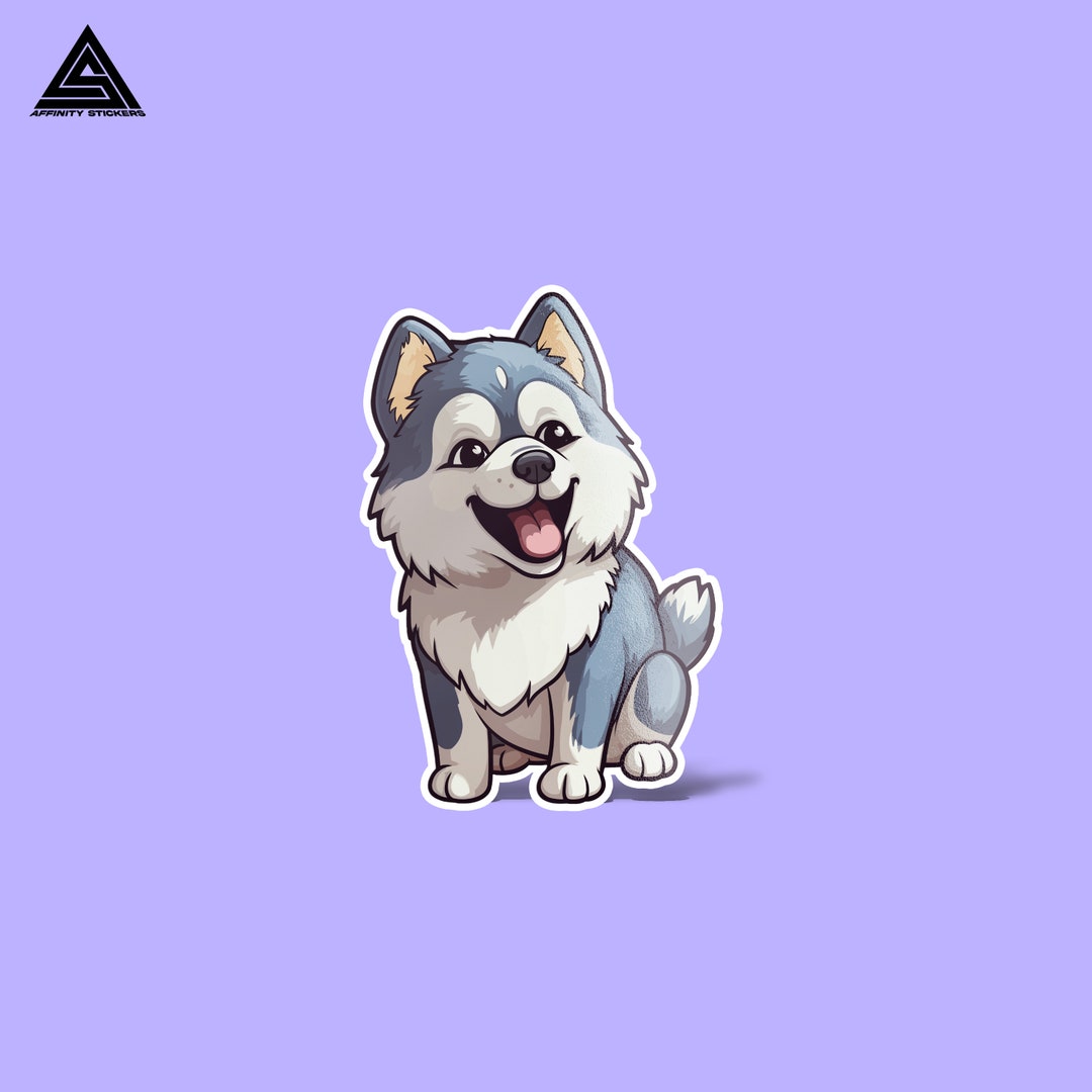 Kawaii Siberian Husky Dog Sticker || Vinyl Sticker, Water Bottle ...