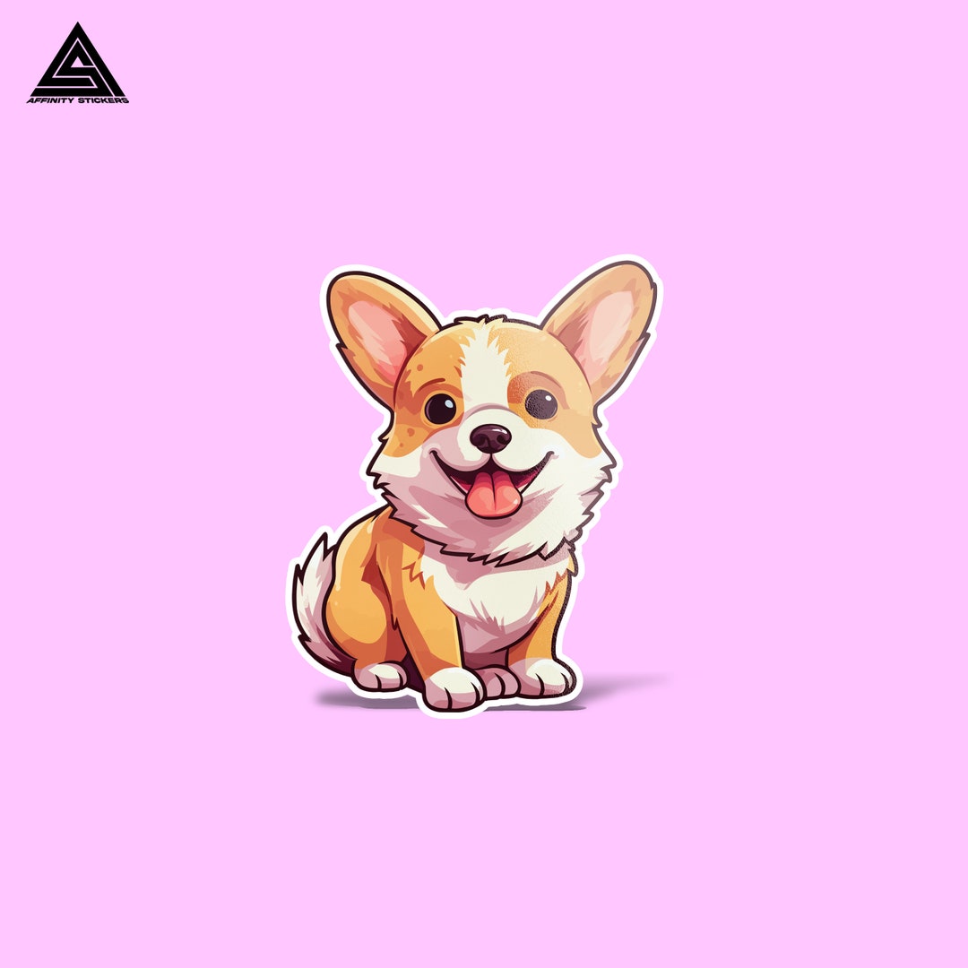 Kawaii Corgi Dog Sticker || Vinyl Sticker, Water Bottle Sticker ...