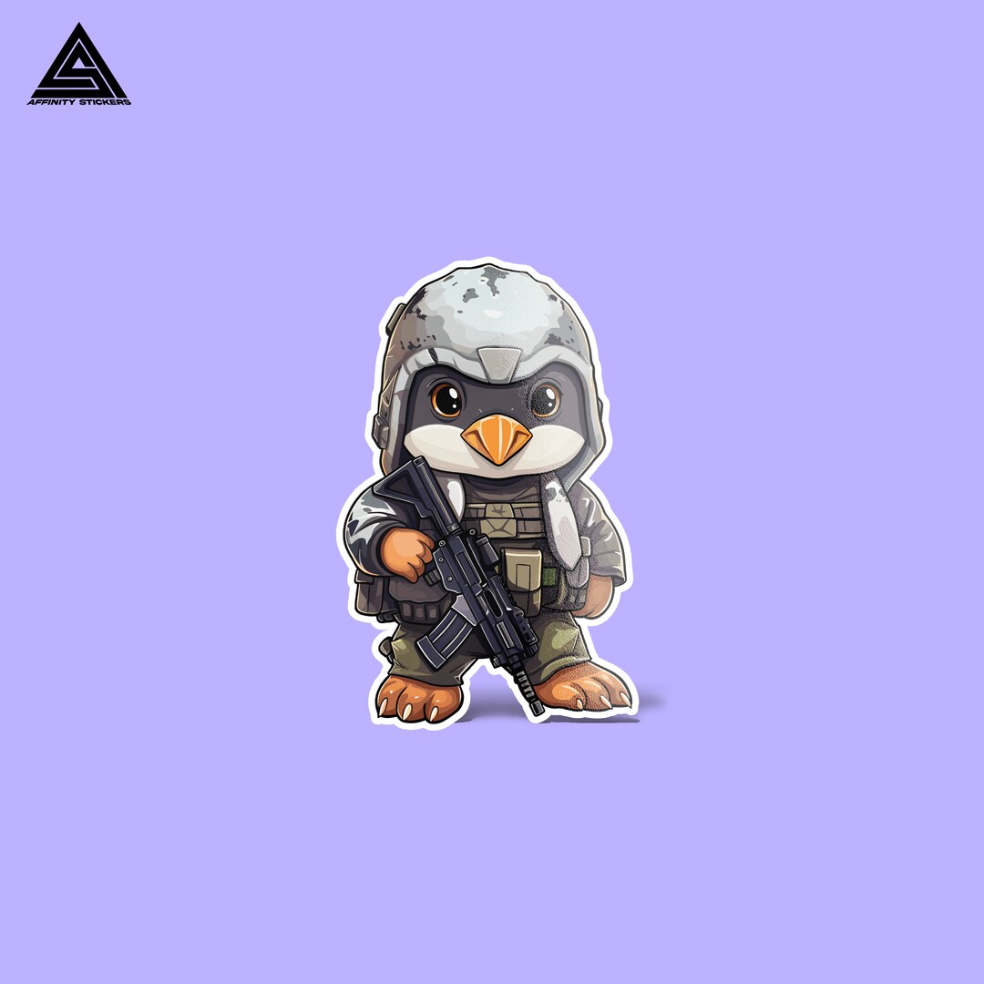 Tactical Penguin Sticker || Vinyl Sticker, Water Bottle Sticker ...