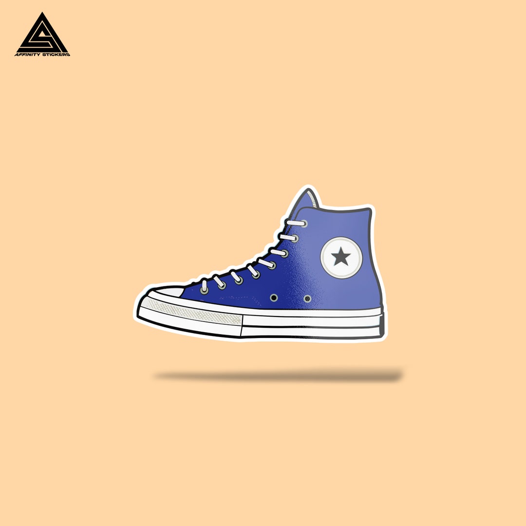 Blue High Top Converse Sticker || Vinyl Sticker, Water Bottle Sticker ...