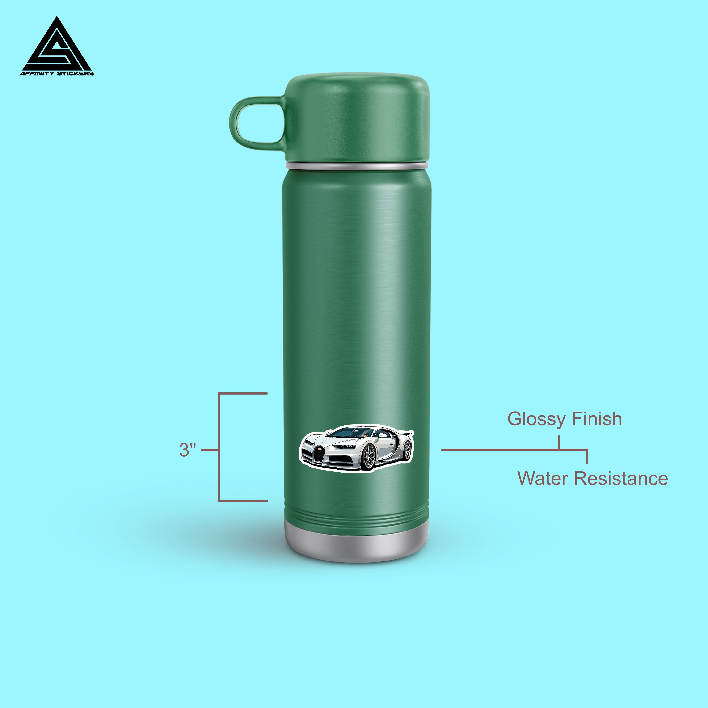 Bugatti Chiron Vinyl Sticker, Water Bottle Sticker, Tumbler Stickers ...