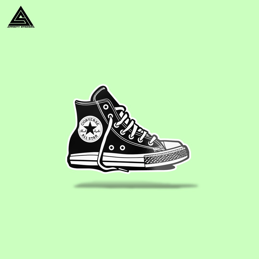 High-top Converse Sticker || Vinyl Sticker, Water Bottle Sticker ...