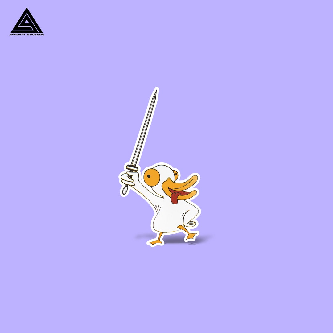 Duck With Sword Sticker || Vinyl Sticker, Water Bottle Sticker, Tumbler ...