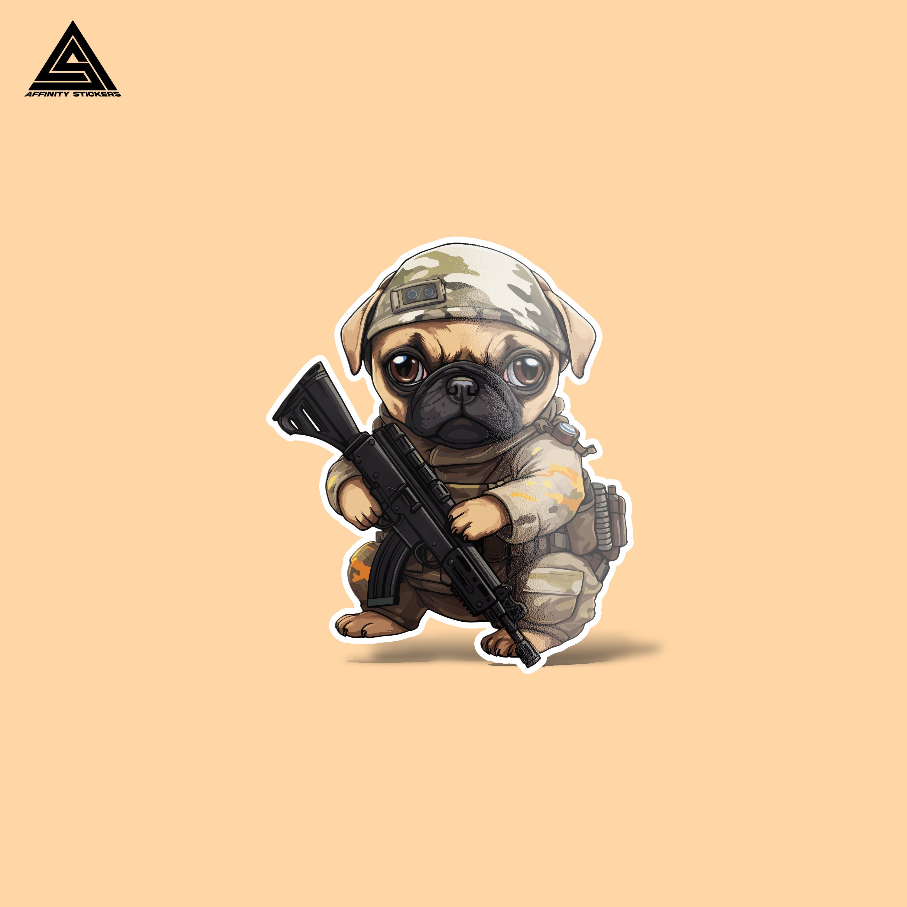 Tactical Pug Sticker Vinyl Sticker, Water Bottle Sticker, Tumbler Stickers, Laptop Decal ...