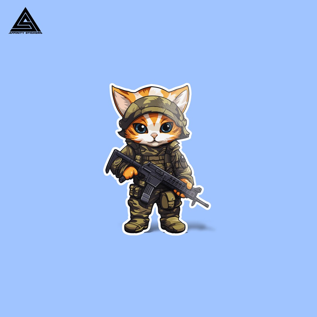 Tactical Kitten Sticker || Vinyl Sticker, Water Bottle Sticker, Tumbler ...