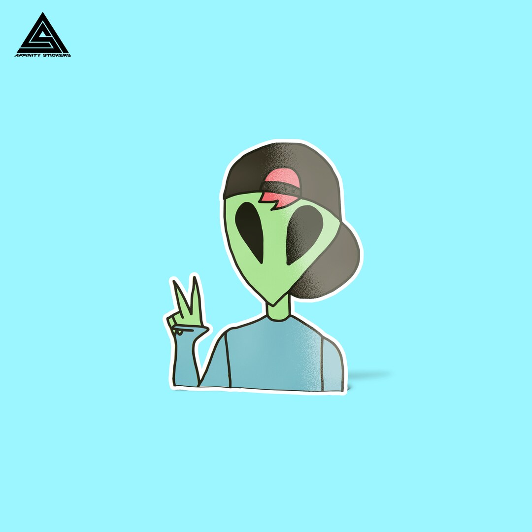 Chill Alien Sticker || Vinyl Sticker, Water Bottle Sticker, Tumbler ...