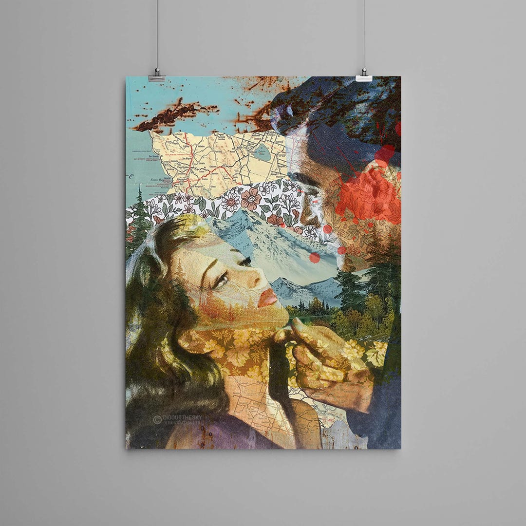 Collage Art Print – ‘spring Has Sprung’ - Retro Art, Vintage Art, Print ...