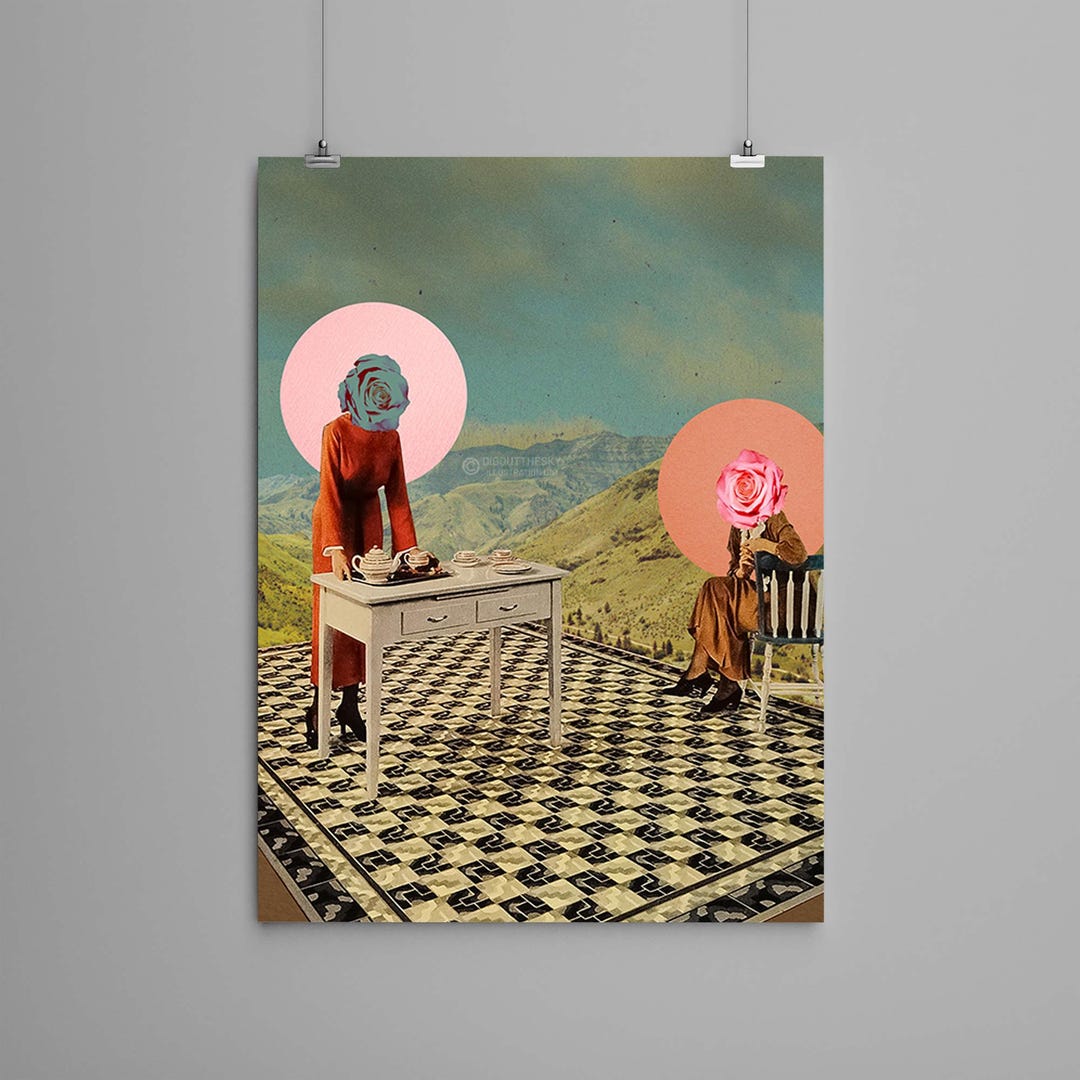 Collage Art Print – ‘wild Tea Party’ - Retro Art, Vintage Art, Home ...