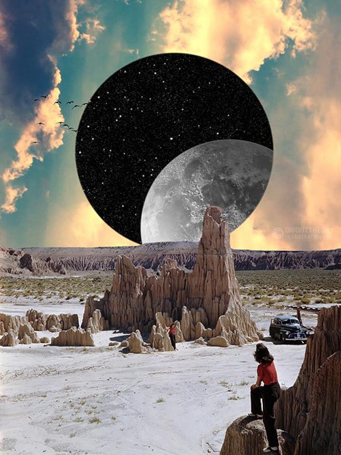 Collage Art Print - "doppelganger" - Retro Art, Vintage Art, Home Decor ...