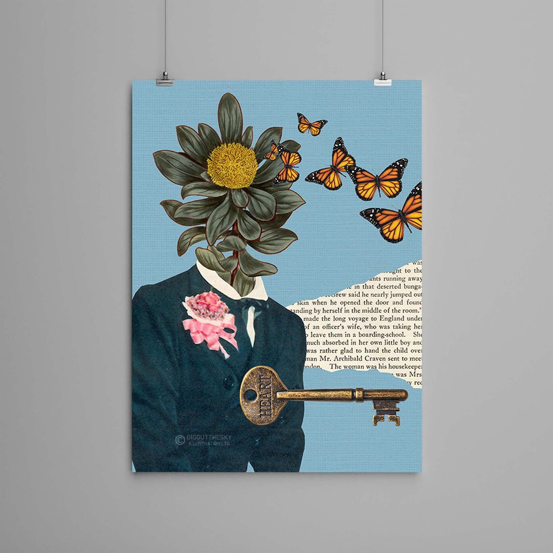 Collage Art Print – ‘the Secret Garden’ - Retro Art, Vintage Art, Print ...