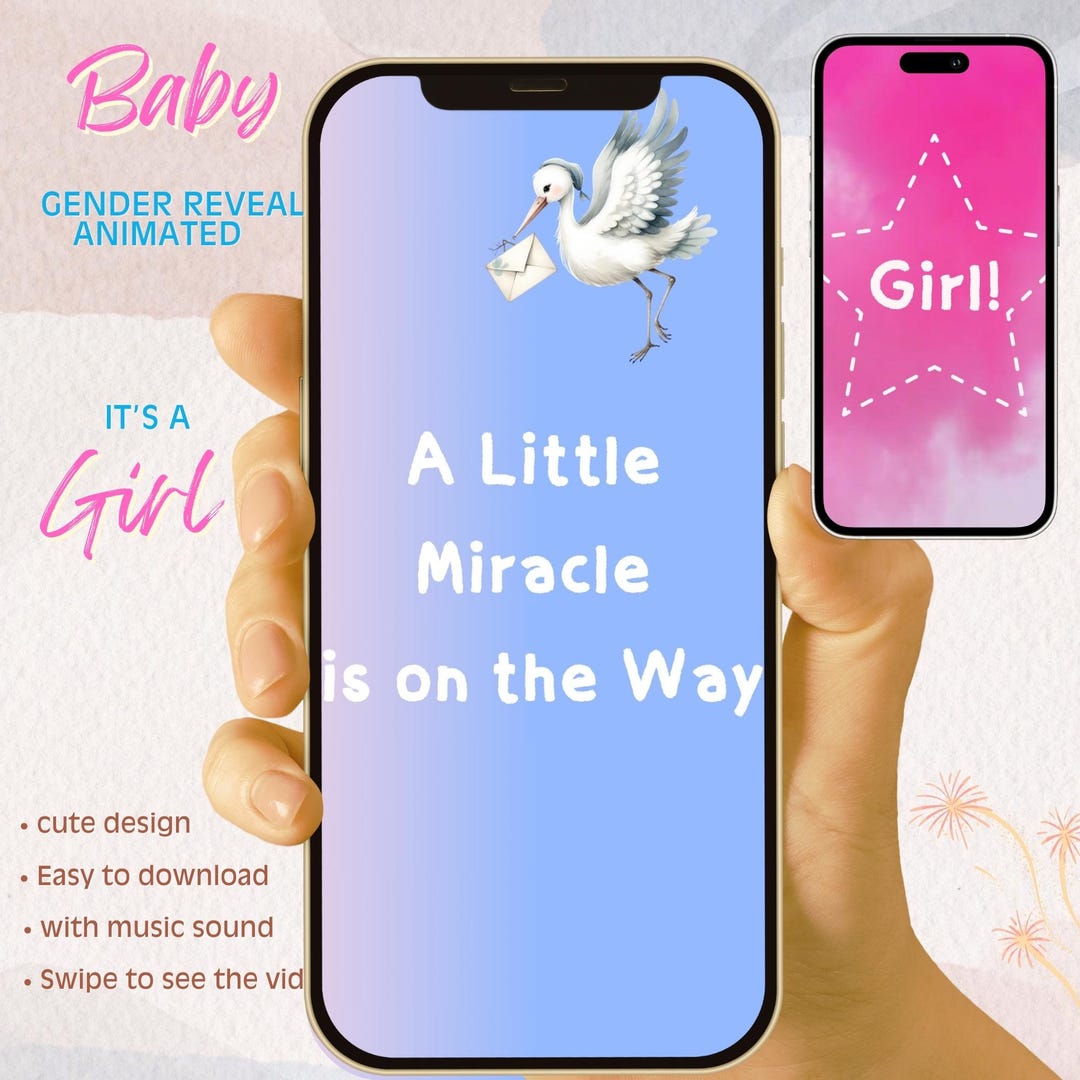 Gender Reveal Video Announcement, Baby Reveal Animated Video, Baby ...