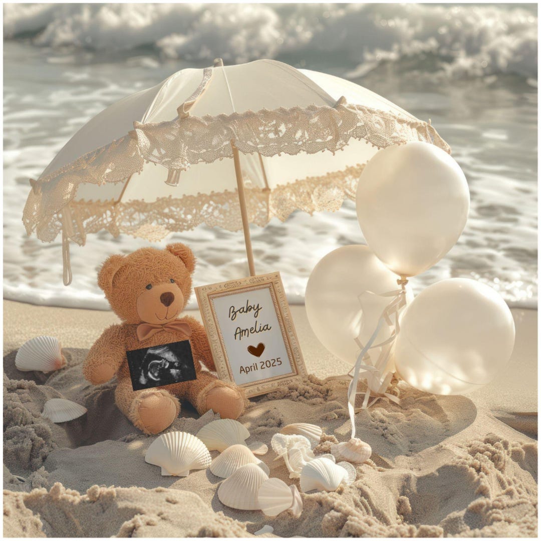 Beach Digital Pregnancy Announcement, Ocean-themed Digital Download ...