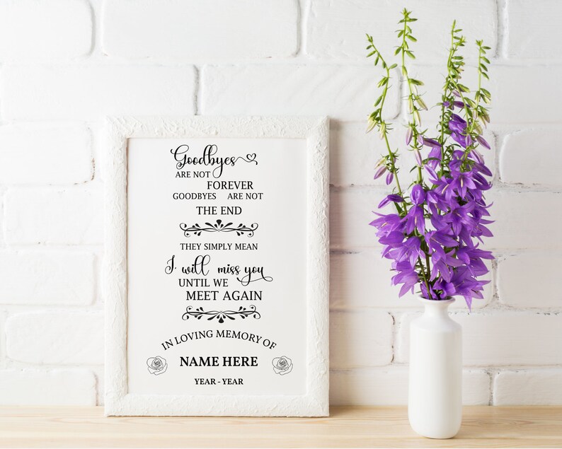 Goodbyes Are Not Forever SVG in Loving Memory of SVG Cut - Etsy Australia
