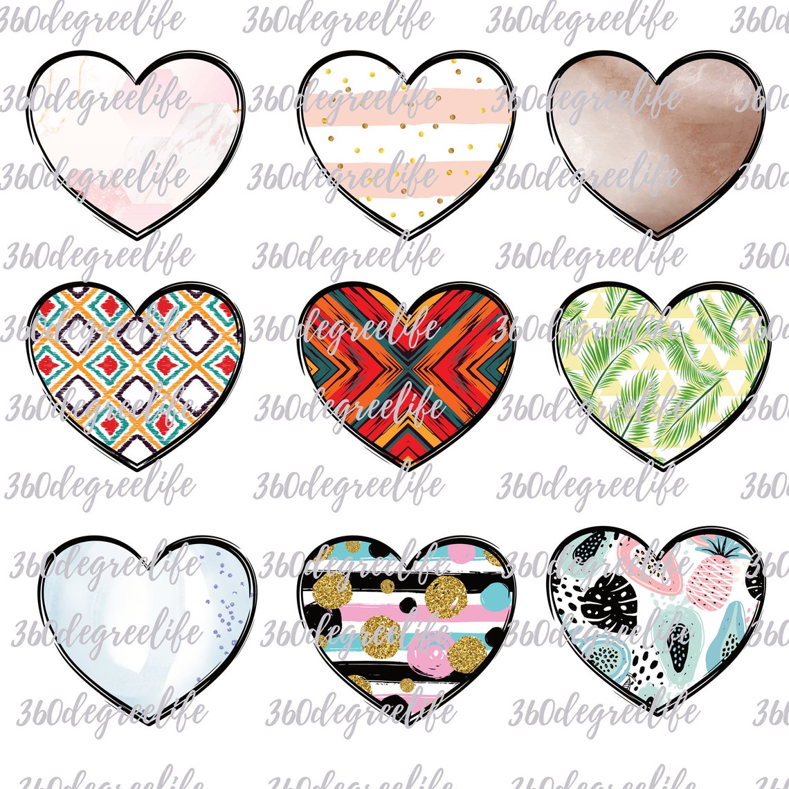 27 Heart Sublimation Design Bundle, Love Valentines Downloads, PNG File ...