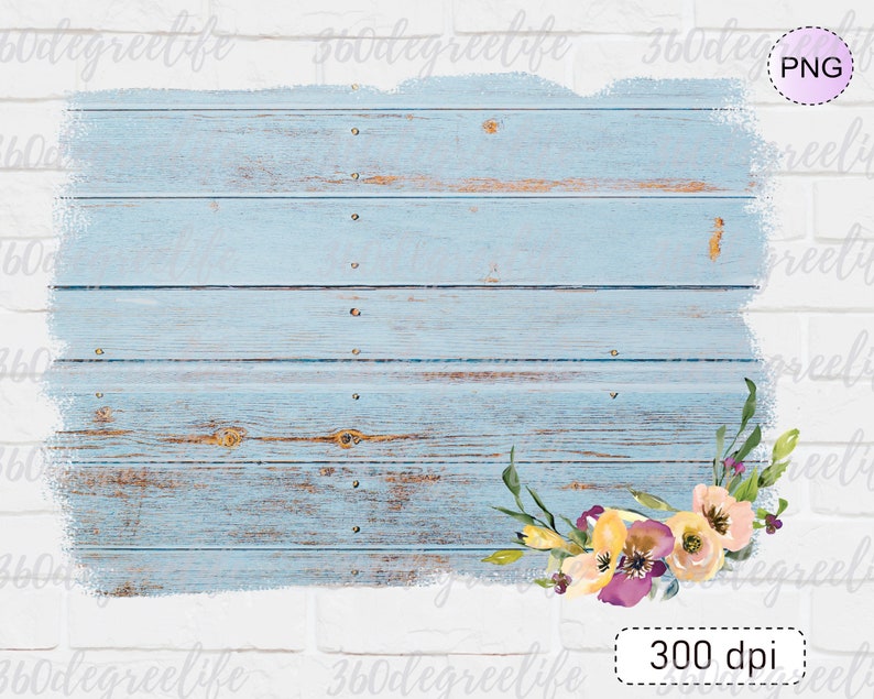 Distressed Rustic Wood Floral Background Frame PNG Sublimation Design ...