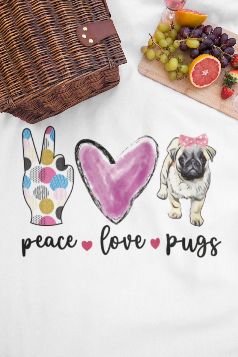 Peace Love Pugs Sublimation Ready to Press, Designs Downloads With PNG ...