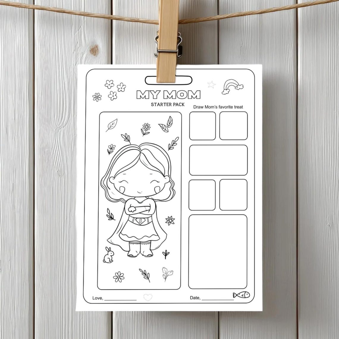My Mom Starter Pack, Mother’s Day Toddler Drawing and Coloring Page ...