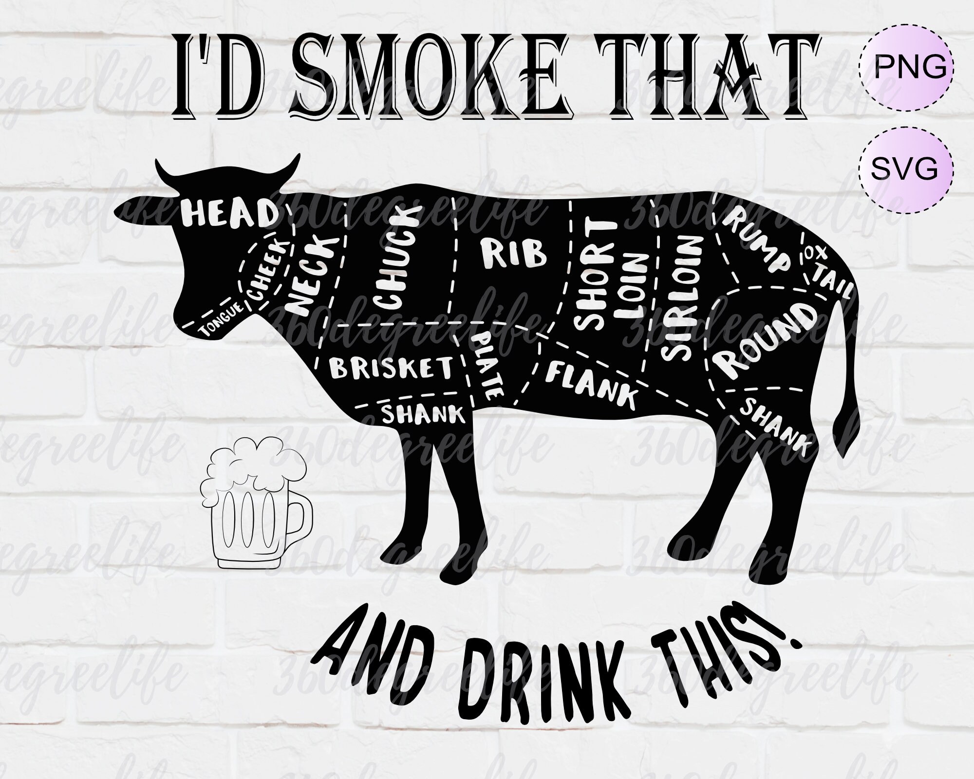 I'd Smoke That SVG Cut File, Cow BBQ Grilling Svg, Funny Grill Svg ...