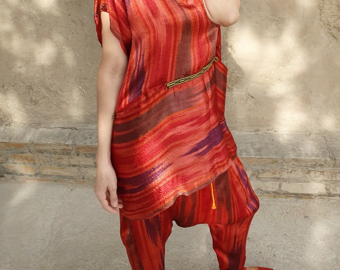 Fiery Red Suit New Collection Ikat Suit Silk Suit Woman - Etsy