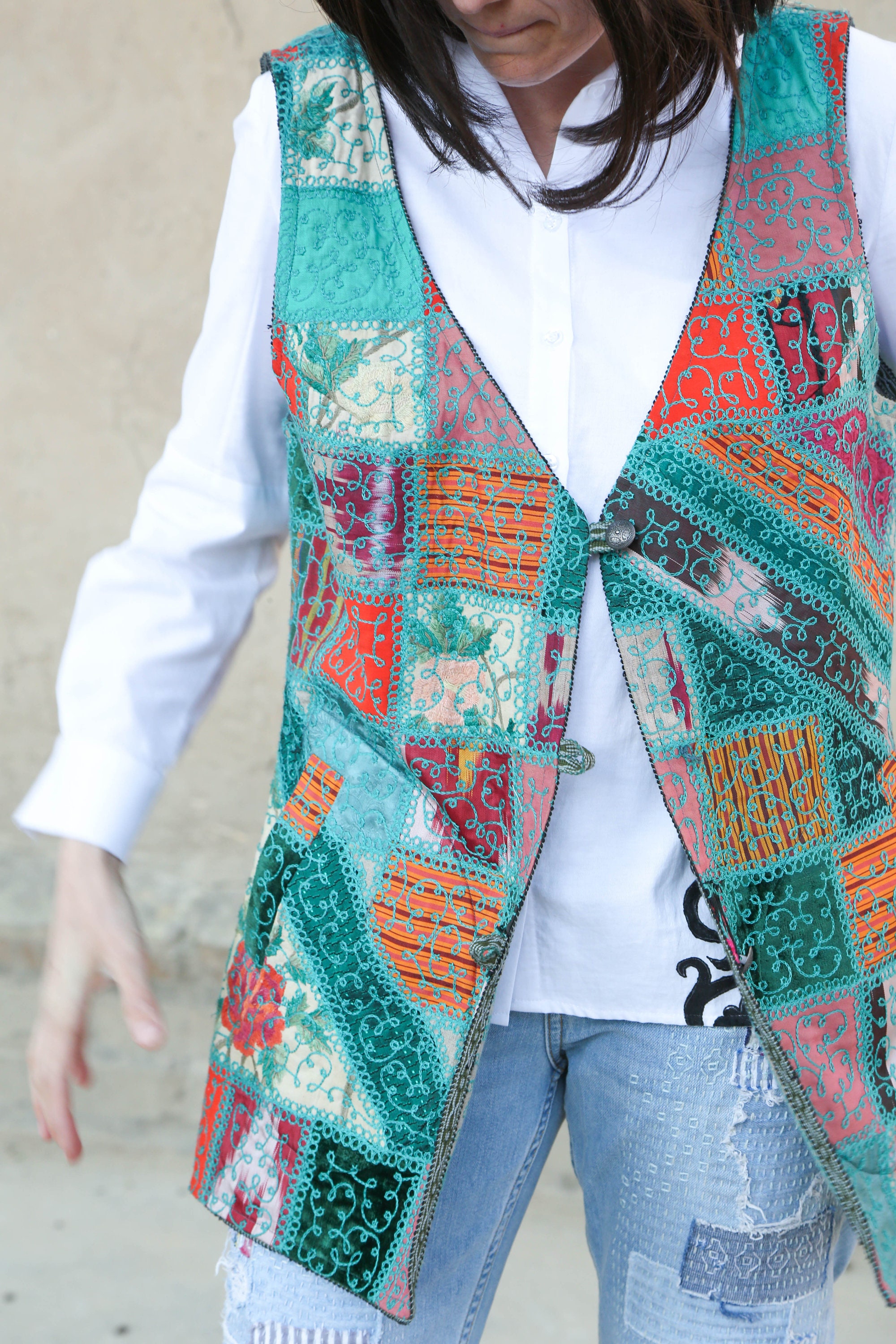 Hermoso chaleco hecho a mano diseño patchwork multicolor | Etsy