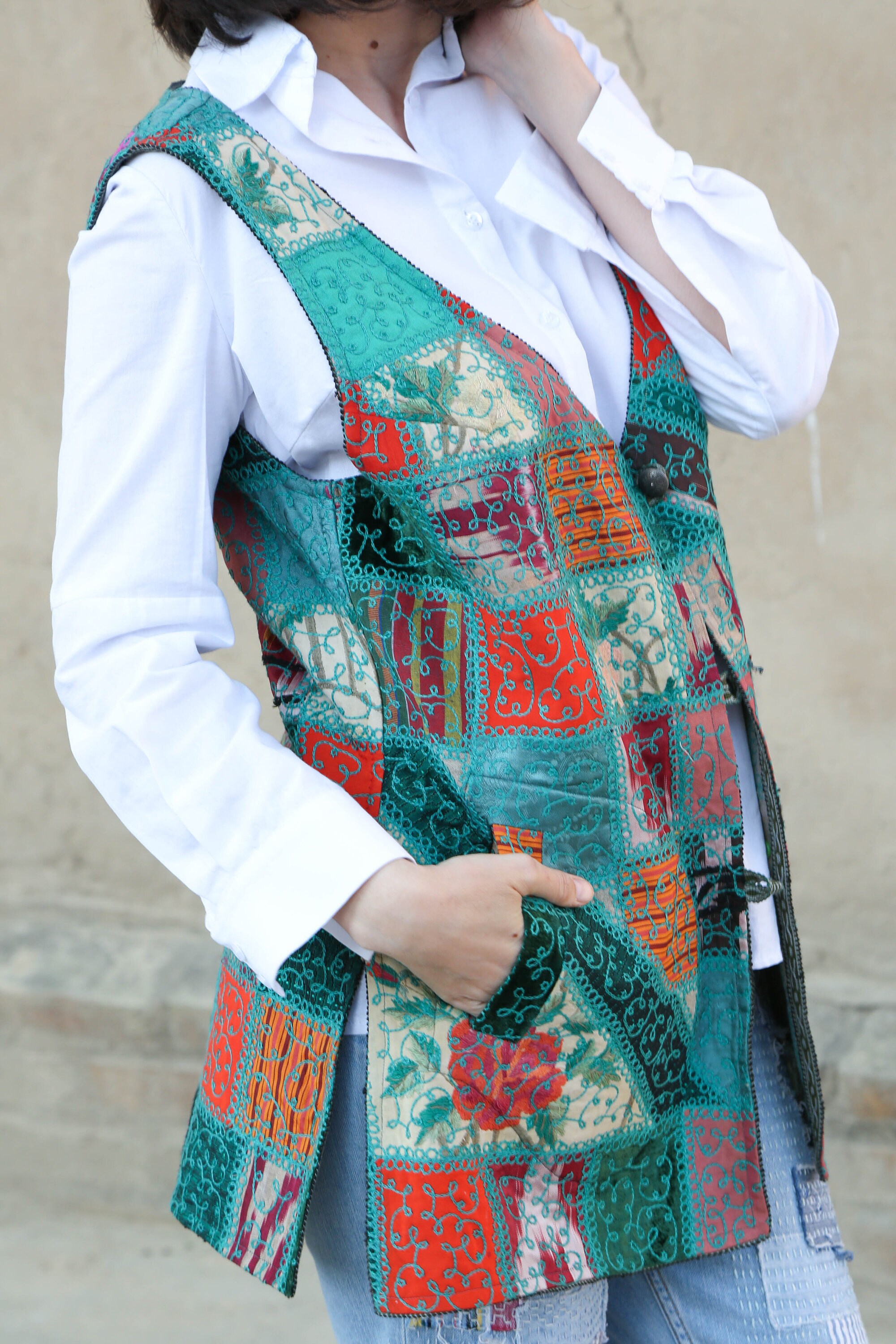 Hermoso chaleco hecho a mano diseño patchwork multicolor | Etsy