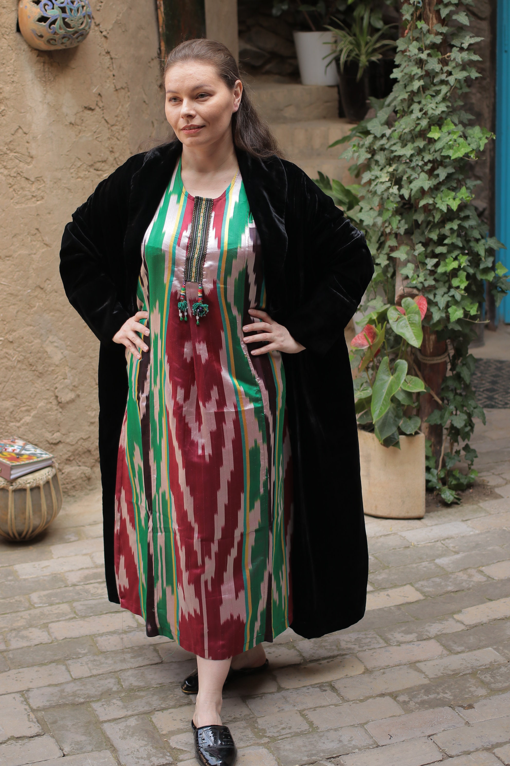 Bright Green Dress in Iridescent Vintage Silk Maxi Dress for Summer ...