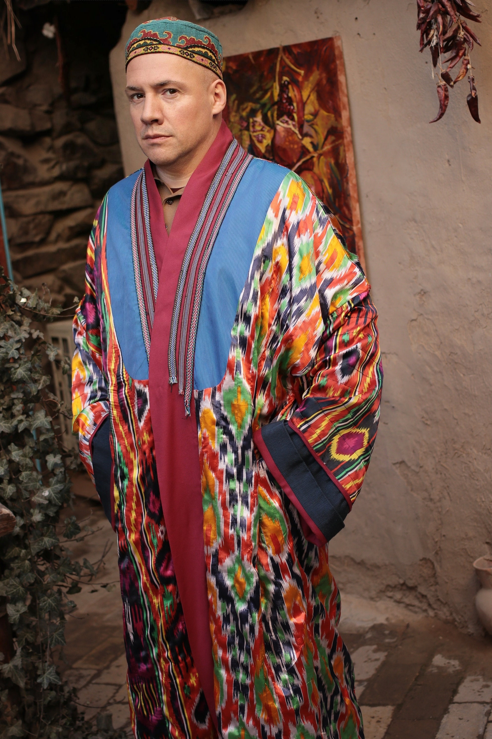 Vintage Ikat Uzbek Chapan Robe - Traditional Hand-weaving - 100% ...