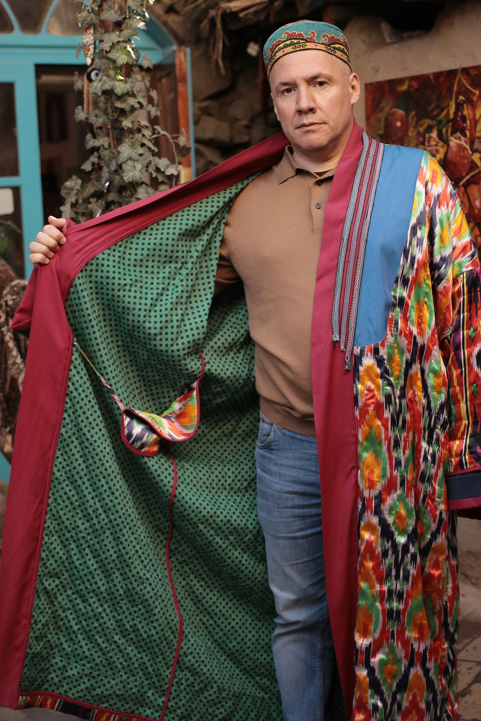 Vintage Ikat Uzbek Chapan Robe - Traditional Hand-weaving - 100% ...