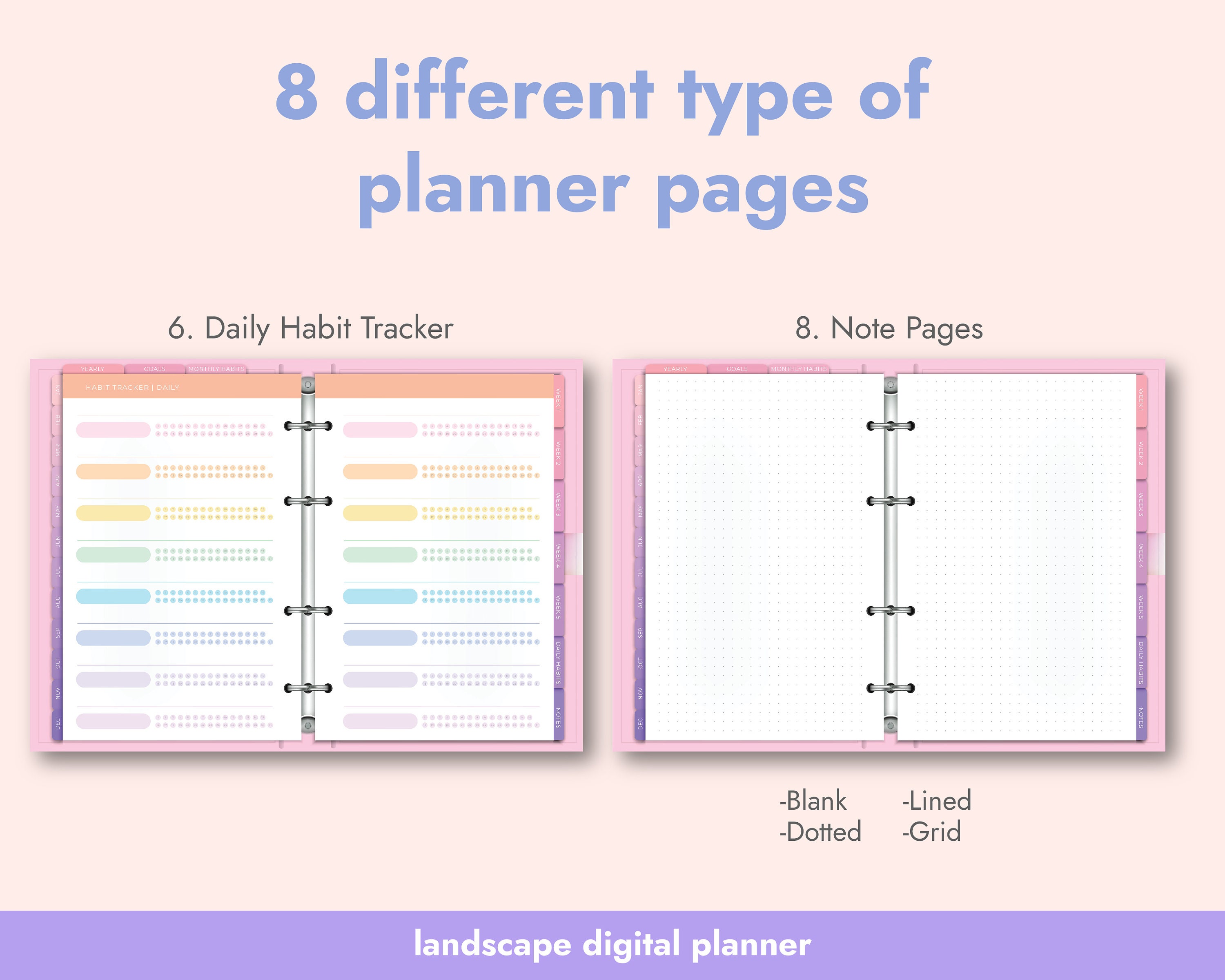 Digital Planner Cute Korean Undated Planner for Goodnotes - Etsy