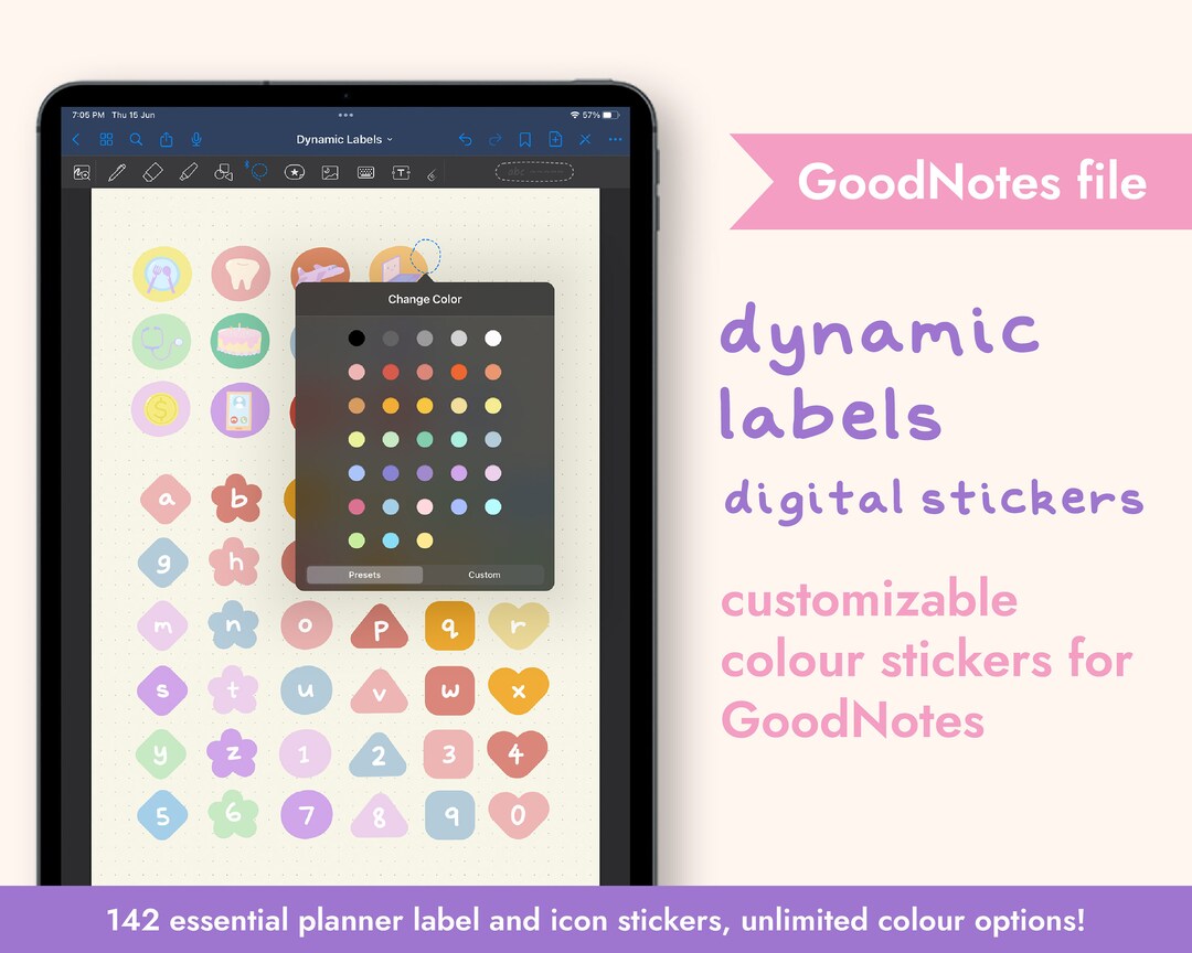 Goodnotes Stickers With Customizable Color Digital Stickers for Planner ...