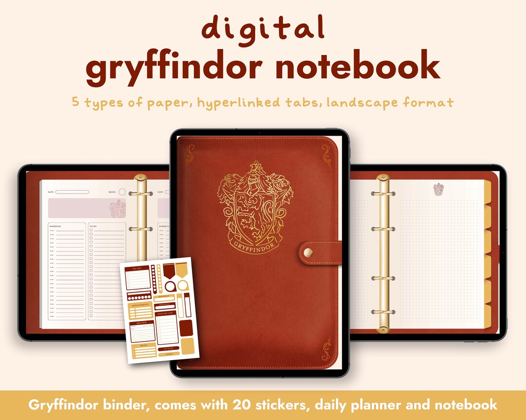 Digital Gryffindor Notebook Wizarding World Stationery for Hogwarts ...