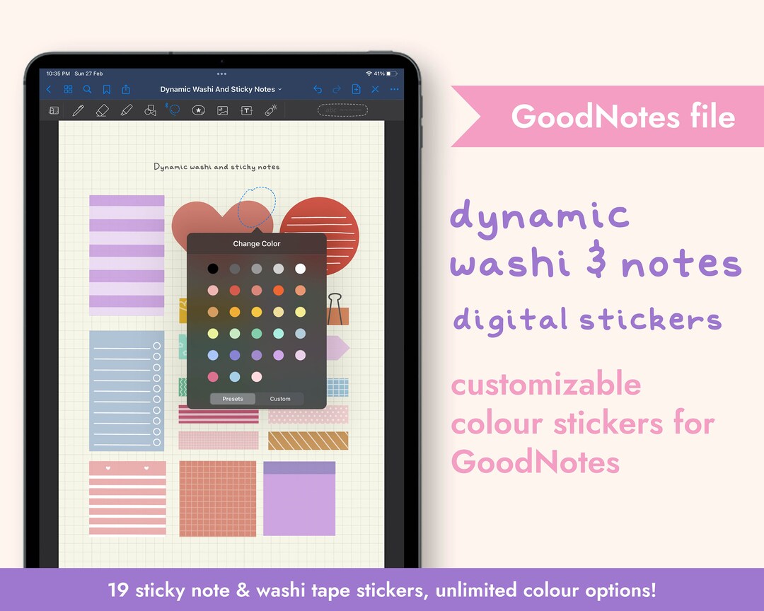 Customizable Color Digital Stickers for Goodnotes Stickers Sticky Notes ...