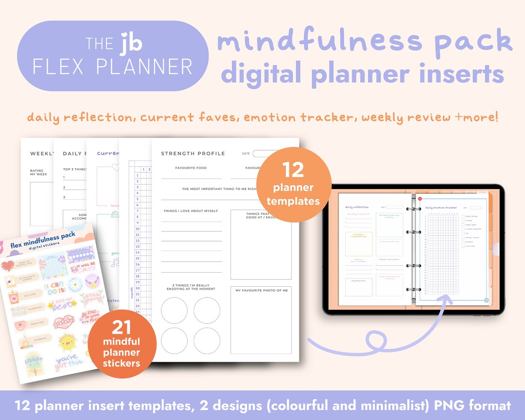 Mindfulness Planner Inserts Digital Planner Templates With Daily ...