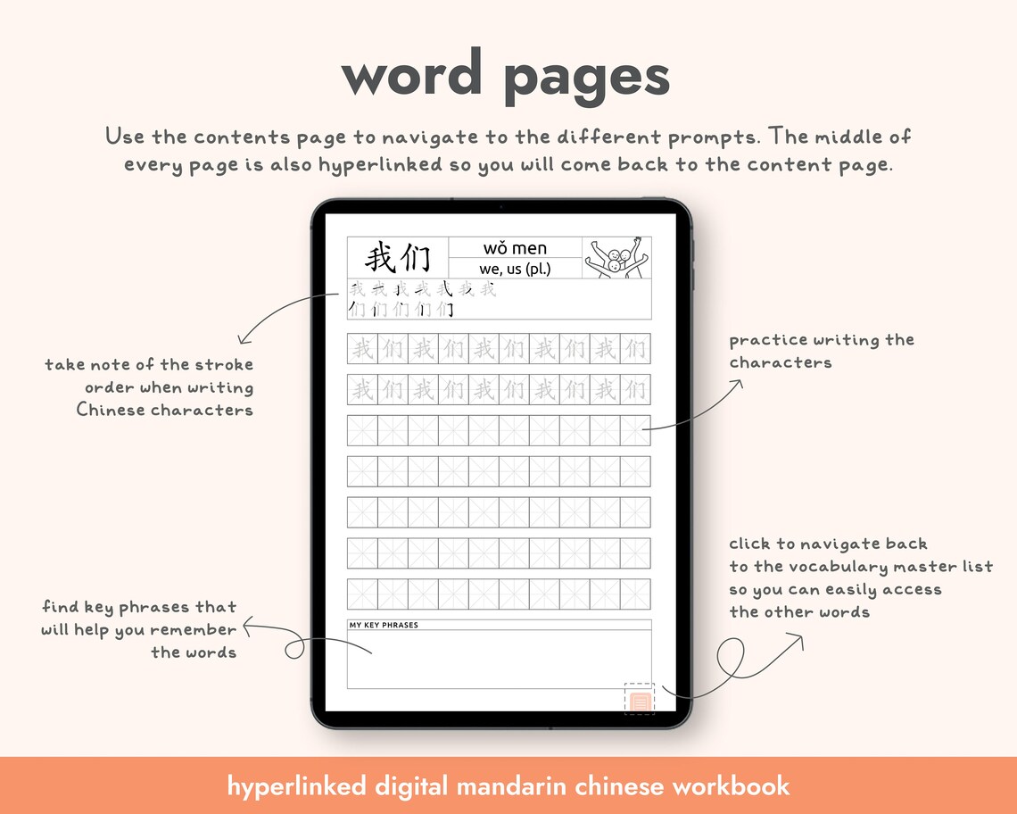 Digital Mandarin Chinese Workbook HSK 1 Words Chinese - Etsy