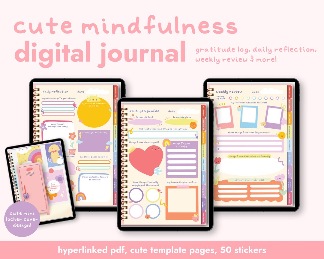 Cute Mindfulness Journal for Goodnotes With Bright and Colorful Journal ...