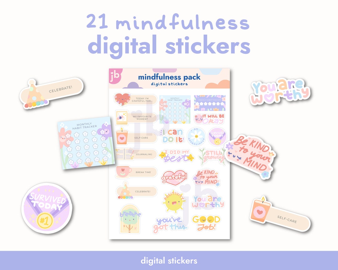 Mindfulness Digital Stickers for Goodnotes Stickers for - Etsy