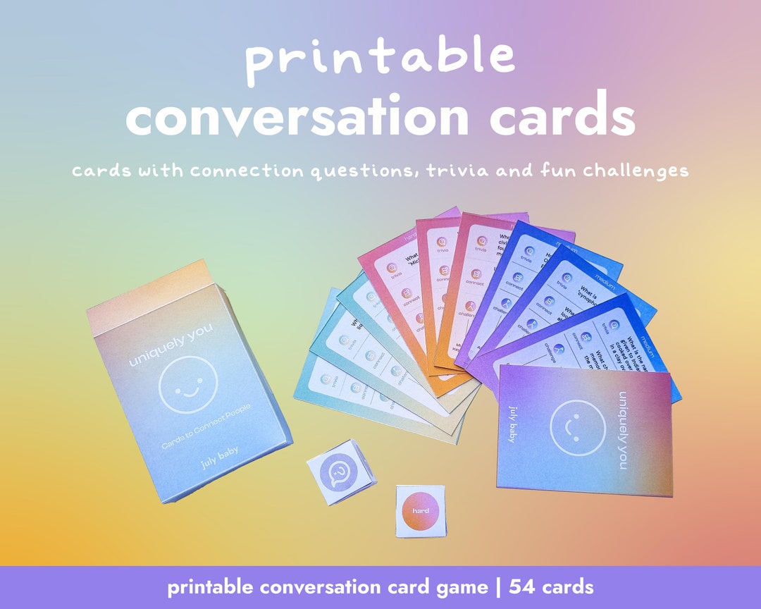 Conversation Card Game Printable Trivia Game for Friends Gathering ...