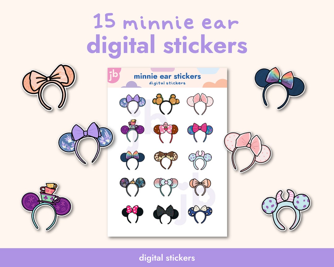 Cute Ear Digital Stickers for Theme Park Enthusiasts Stickers With ...