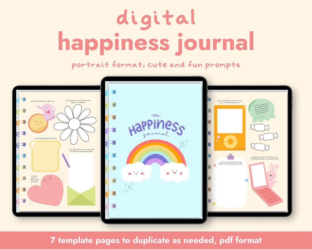 Cute Digital Happiness Journal With Colorful Design Goodnotes Journal ...