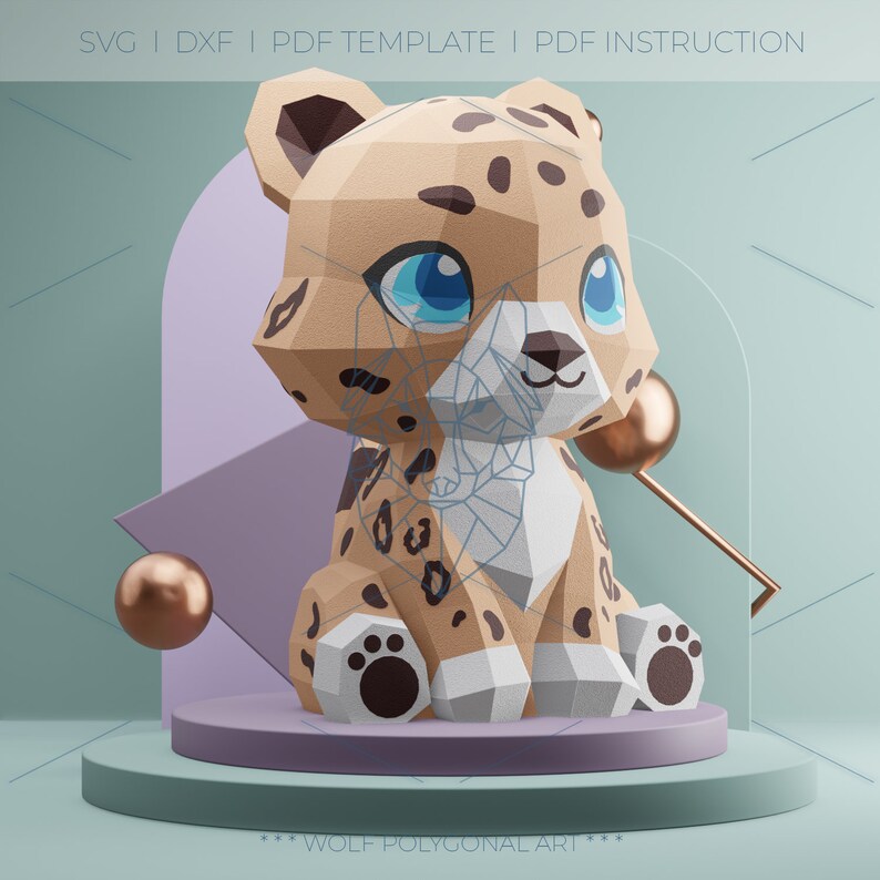 Baby Leopard Papercraft Template Adorable Jungle Cub Craft Template - Etsy