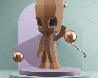 Low Poly Doll 3d Papercraft Sculpture, Doll 3D Paper Model - Etsy