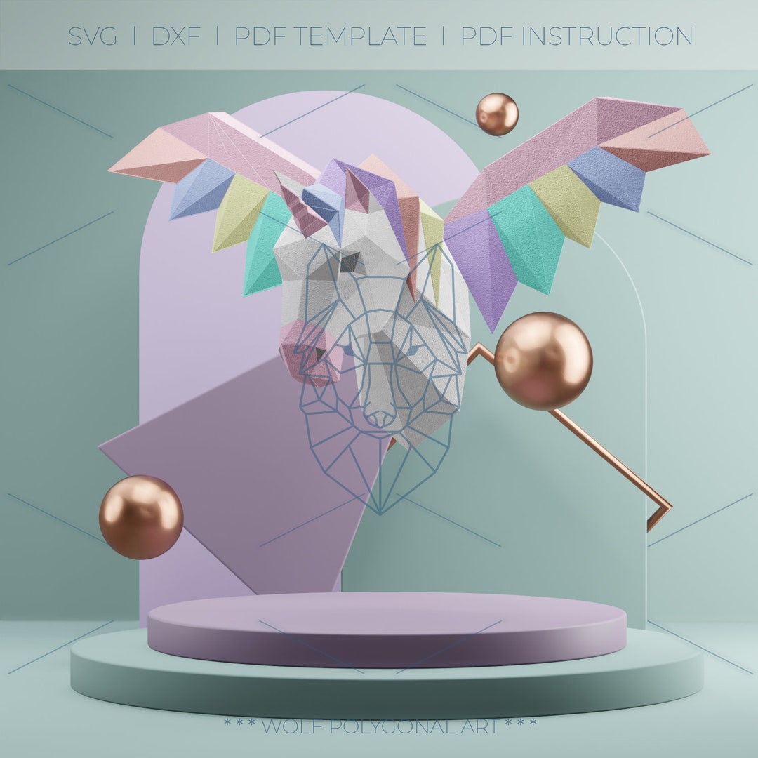 Unicorn 3d Papercraft , PDF Template, DIY 3d Low Poly Model, Paper ...
