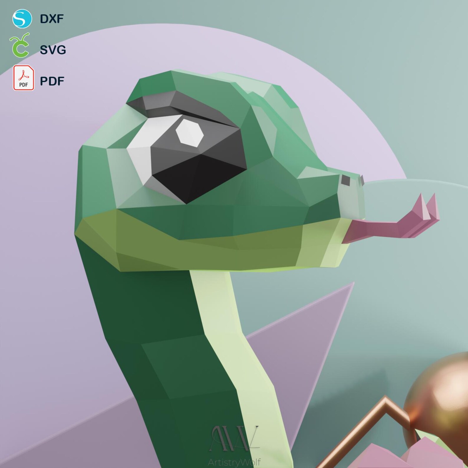 Valentine Snake Papercraft 3D, Studio, PDF Template for Creating 3D ...