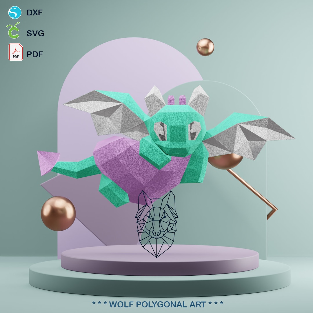 Baby Dragon Papercraft Trophy: DIY 3D Low Poly Model (PDF Template) - Etsy