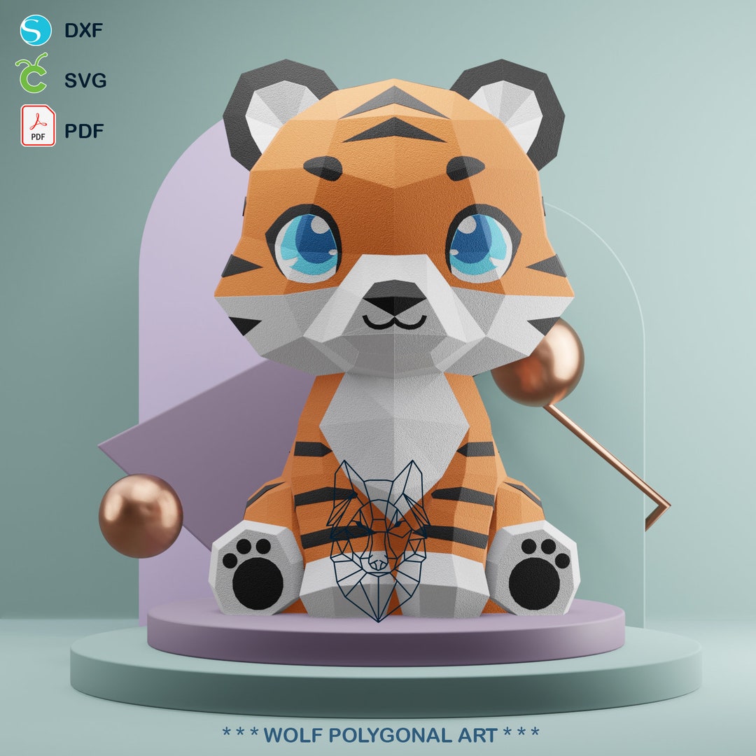 Baby Tiger Papercraft Template- Adorable Jungle Cub Craft Template - Etsy