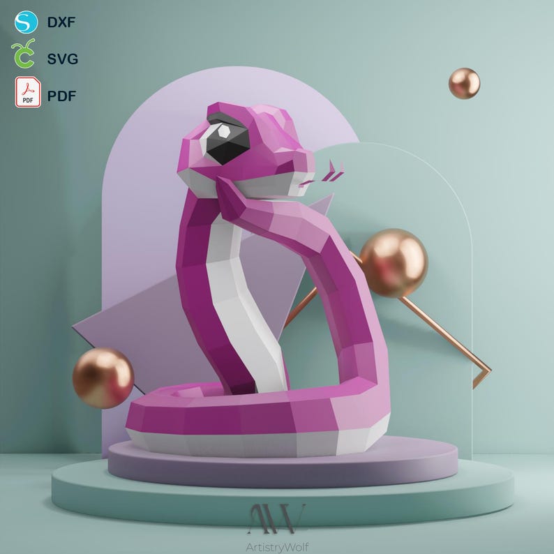 DIY Papercraft Snake: Low Poly 3D Decor (PDF, SVG) - Etsy