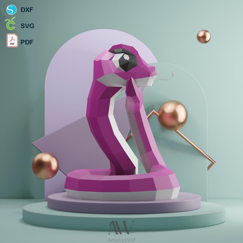 DIY Papercraft Snake: Low Poly 3D Decor (PDF, SVG) - Etsy