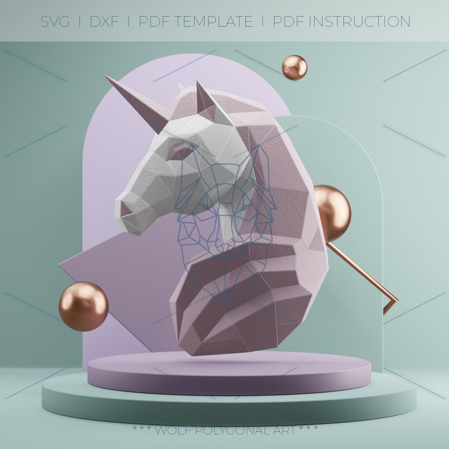 Unicorn 3d Papercraft , PDF Template, DIY 3d Low Poly Model, Paper ...