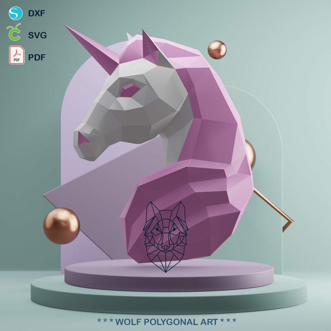 Unicorn 3d Papercraft , PDF Template, DIY 3d Low Poly Model, Paper ...